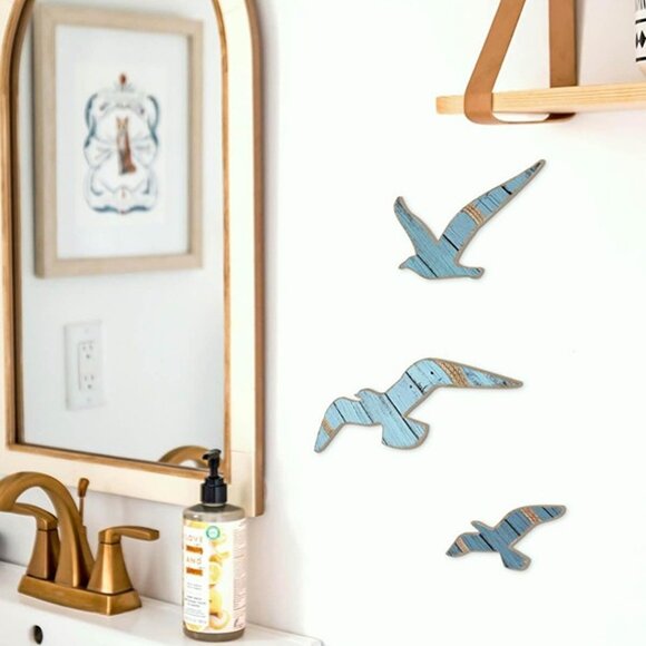 Wall Decor | New 3pcs Beach House Decor Wood Seagull Wall Decor Beach ...